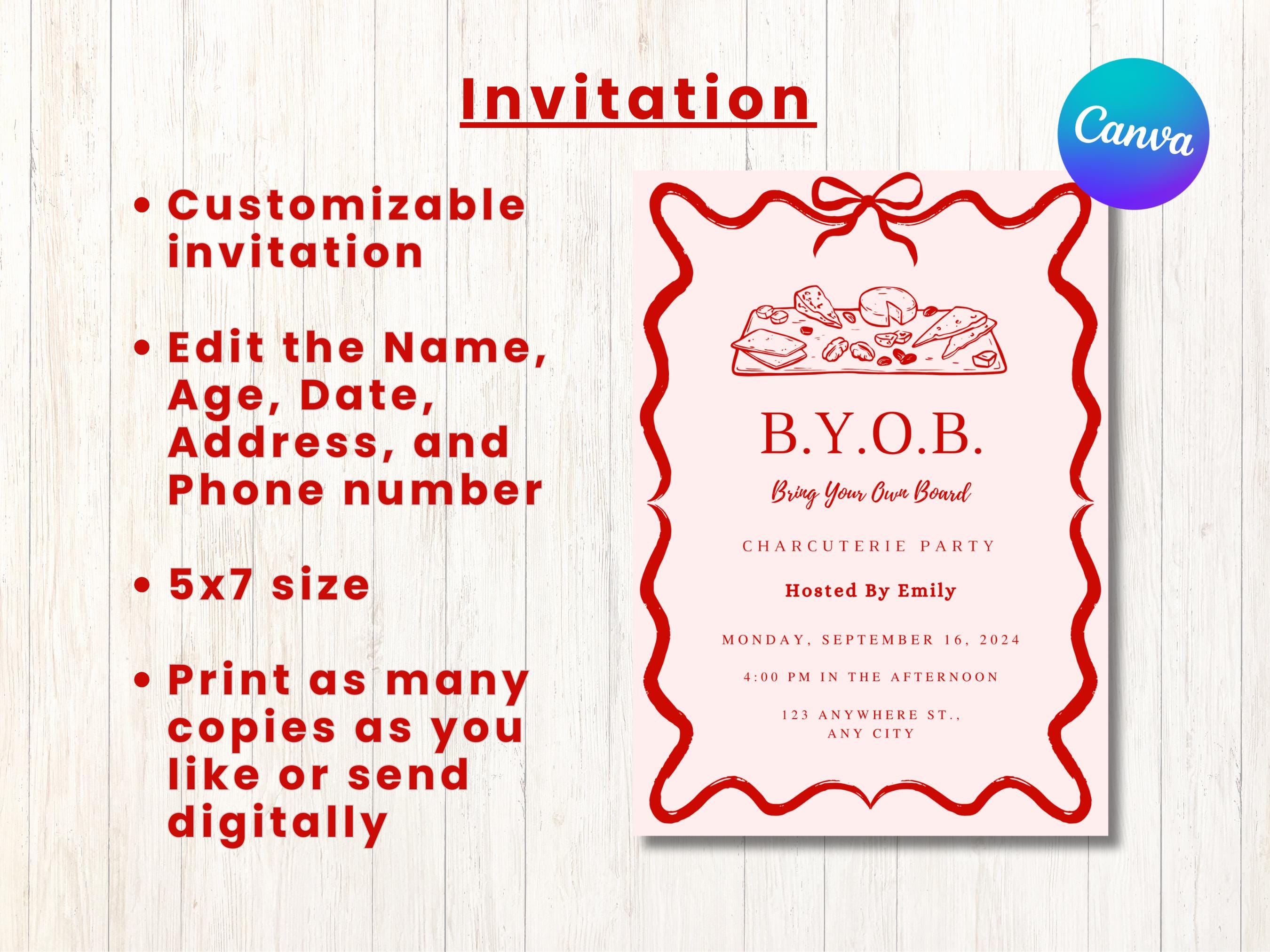 BOARD PARTY Invitation | Bow Charcuterie Invites | Board Party ...