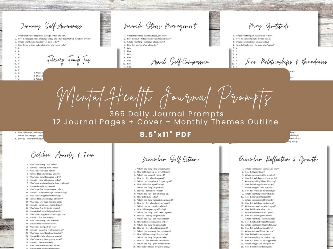 Mental Health Daily Journal Prompts | Self Care Prompt | 365 Journal ...