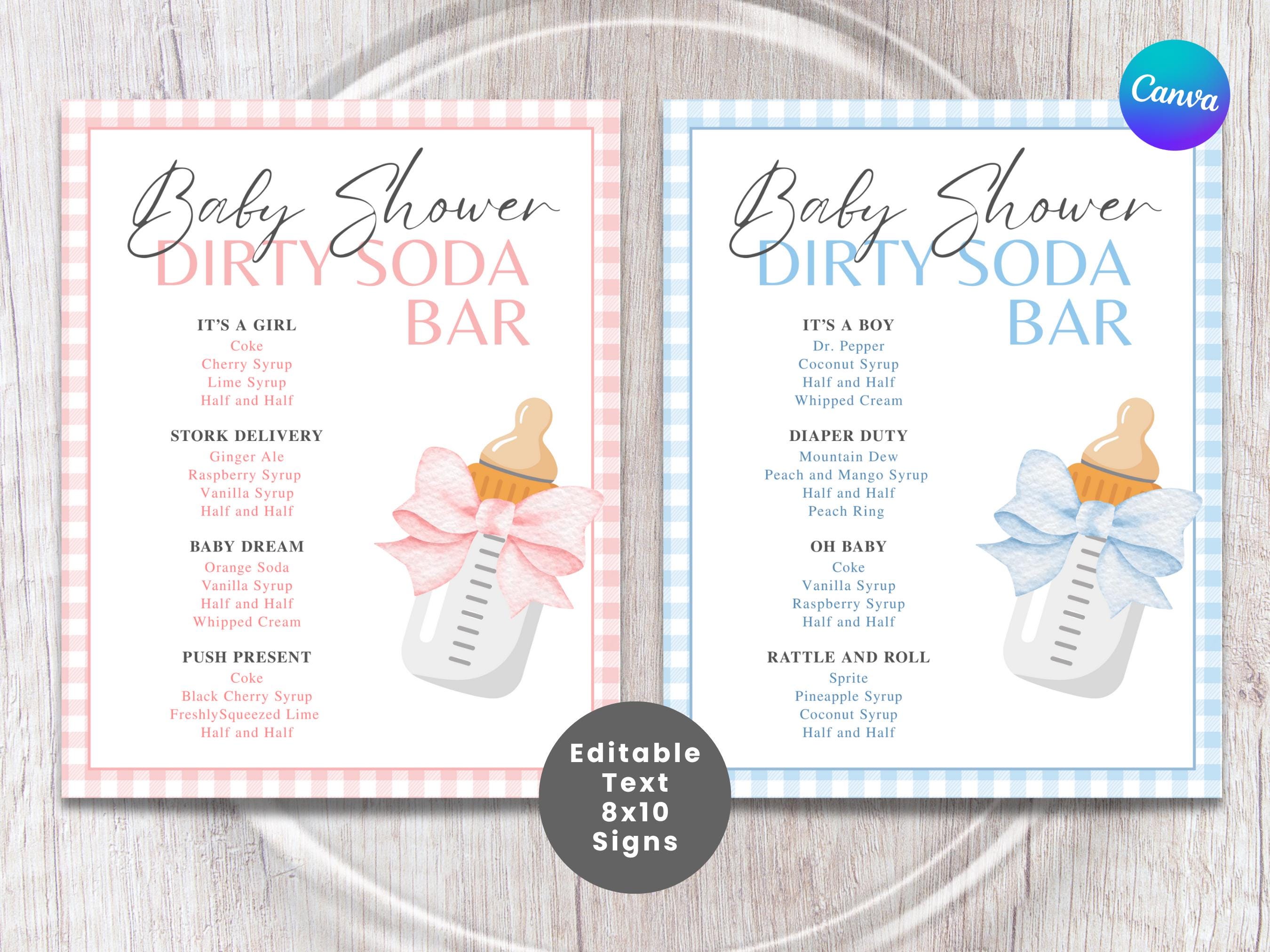 BABY SHOWER DIRTY Soda Bar Signs | Girl or Boy Party Drink Bar | Soda ...