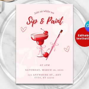 SIP and PAINT INVITATION | Galentines Paint Party | Ladies Night Party ...