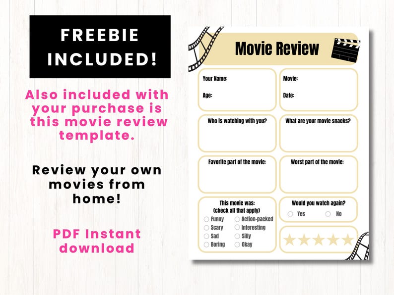 PINK MOVIE NIGHT Bundle | Movie Banner | Movie Snack Tickets | Movie ...