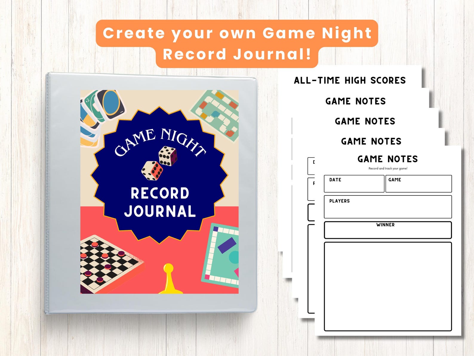 GAME NIGHT Score Tracker With Tokens and Record Journal | Family Game ...