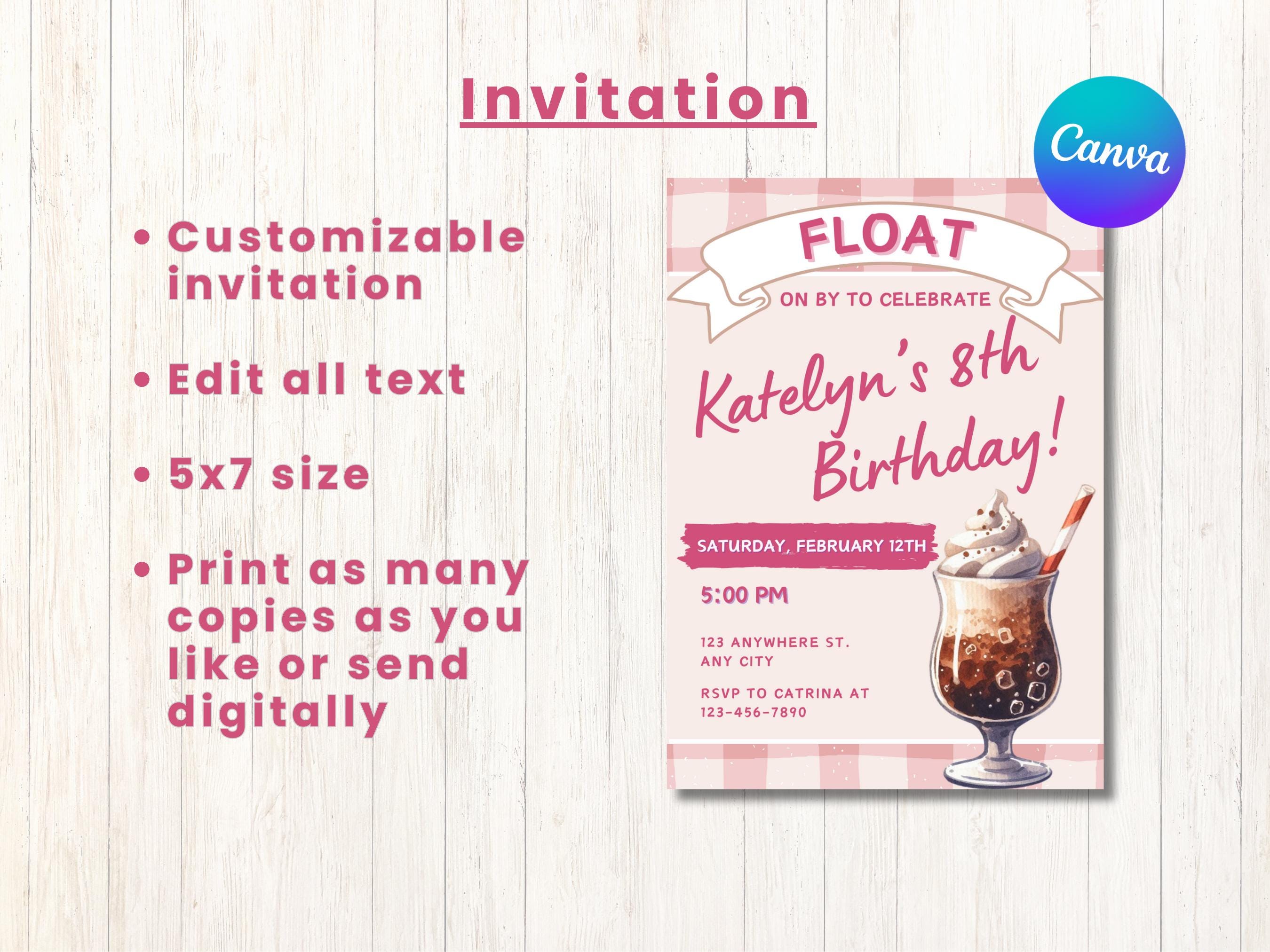 ROOT BEER FLOAT Party Invitation | Girls Rootbeer Birthday Invite ...