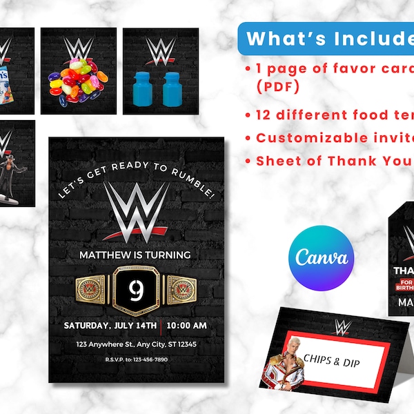 Wwe Invitation - Etsy