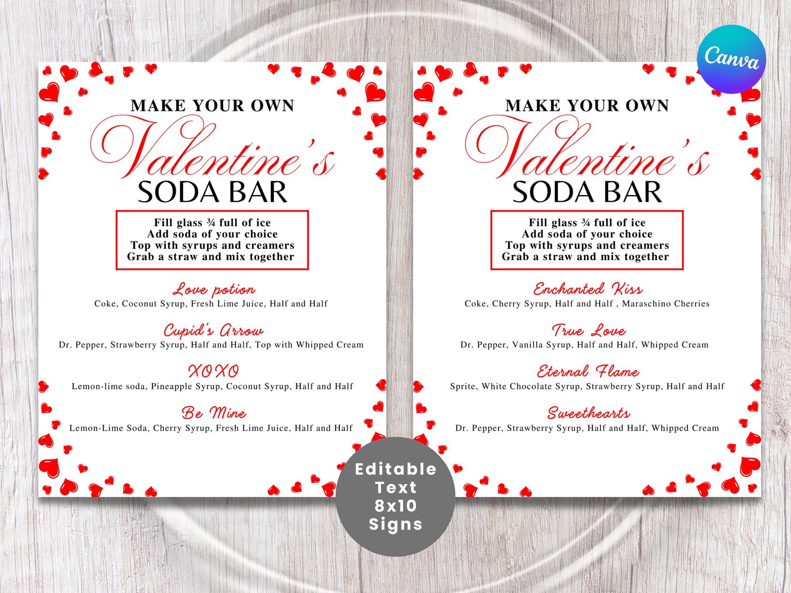 VALENTINE'S DAY Dirty Soda Bar Signs | Hearts Party Drink Bar | DIY ...