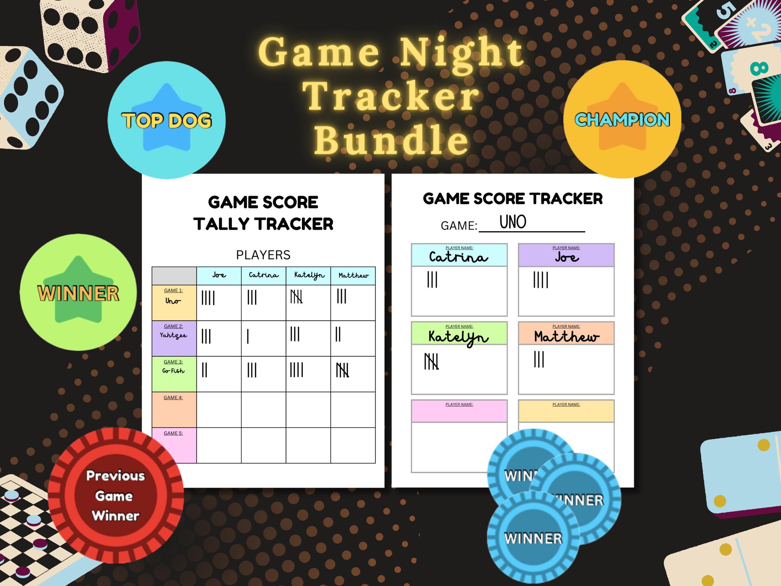 GAME NIGHT SCORE Tracker and Tokens | Family Game Night | Game Tally ...