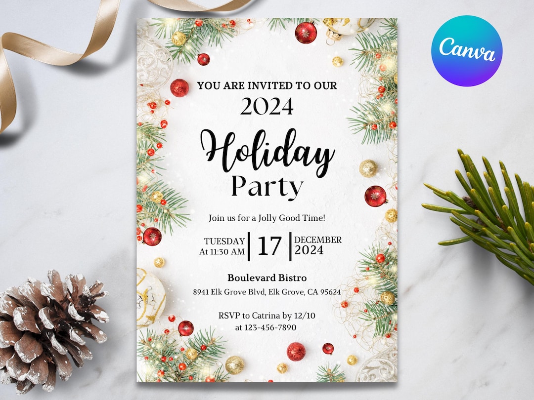 HOLIDAY PARTY Invitation | Work Holiday Luncheon Invite | Company ...