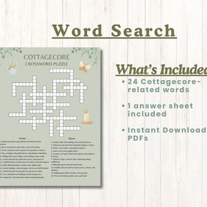 COTTAGECORE BINGO and PUZZLES Bundle | Bingo Game | Crossword Puzzle ...