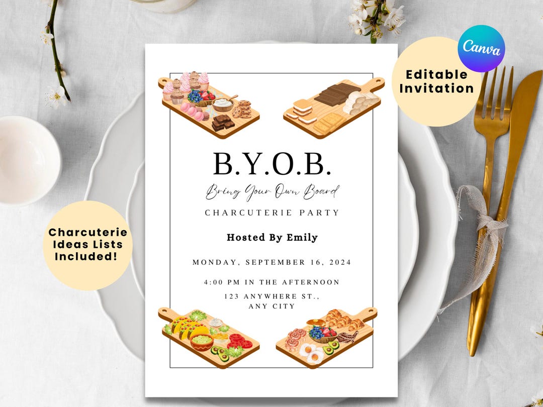 BOARD PARTY Invitation | Charcuterie Invites | Board Party | Editable ...