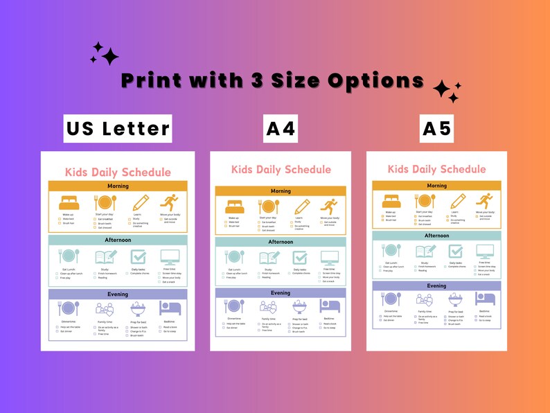 Kids Daily Schedule Kids Responsibilities Chart Printable Daily Routine ...