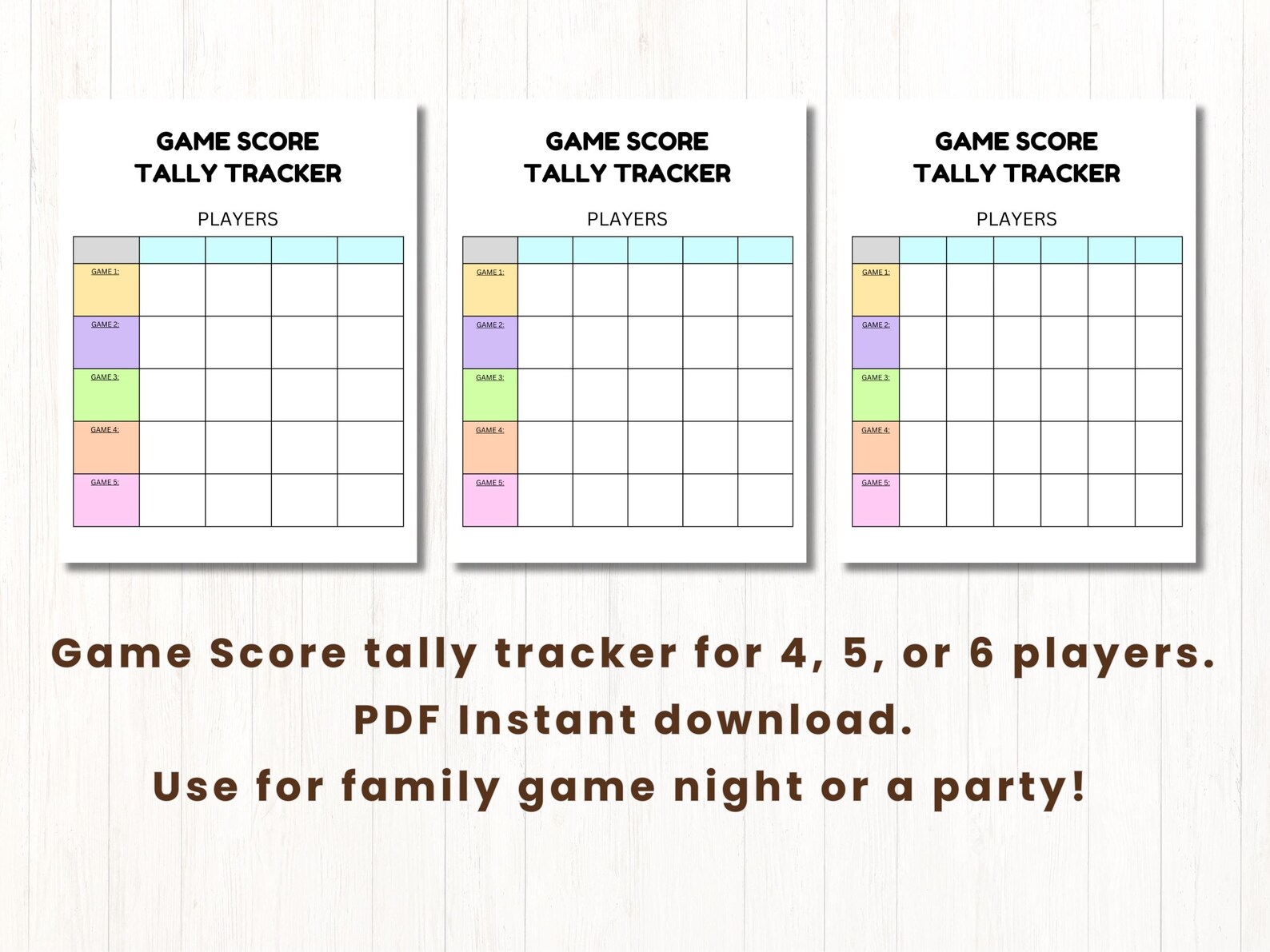 GAME NIGHT Score Tracker With Tokens and Record Journal | Family Game ...