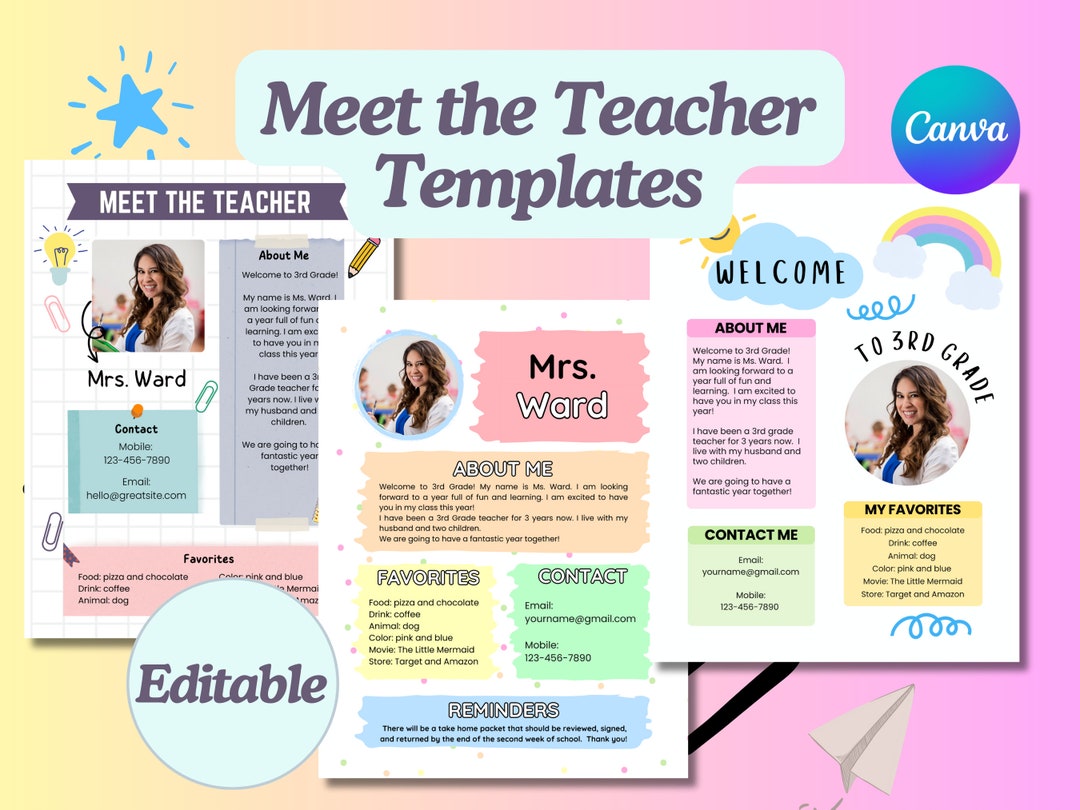 MEET THE TEACHER Template Bundle | Teacher Introduction | Back to ...