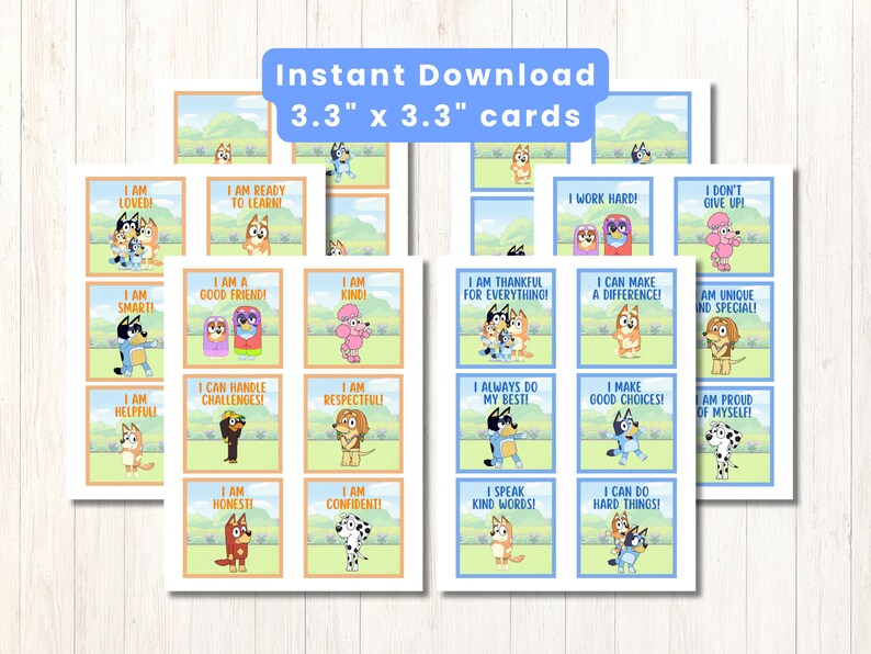 Bluey Lunchbox Cards Bluey Note Cards Notes for Kids Affirmation Cards ...