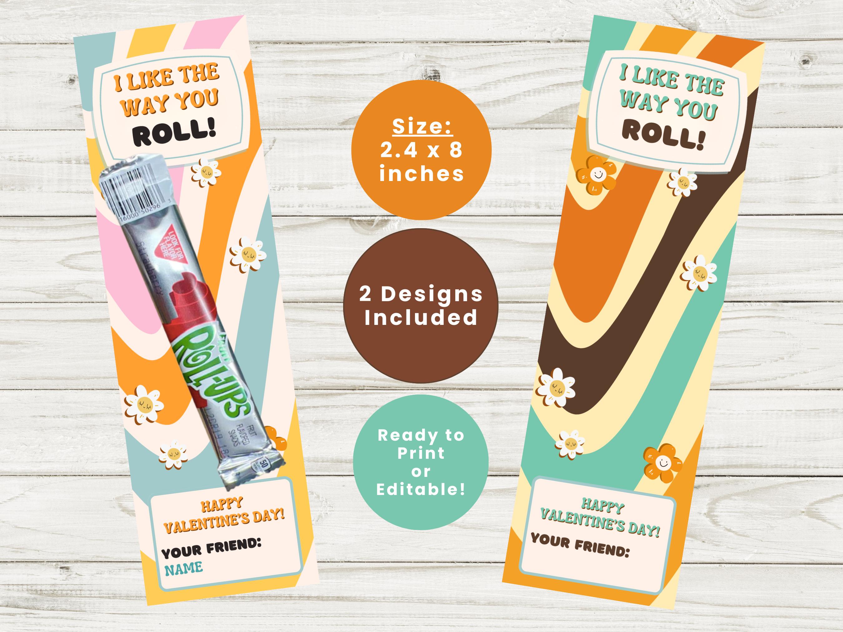 VALENTINE'S ROLL TREAT Tags | Printable Fruit Roll up Valentine's Tags ...