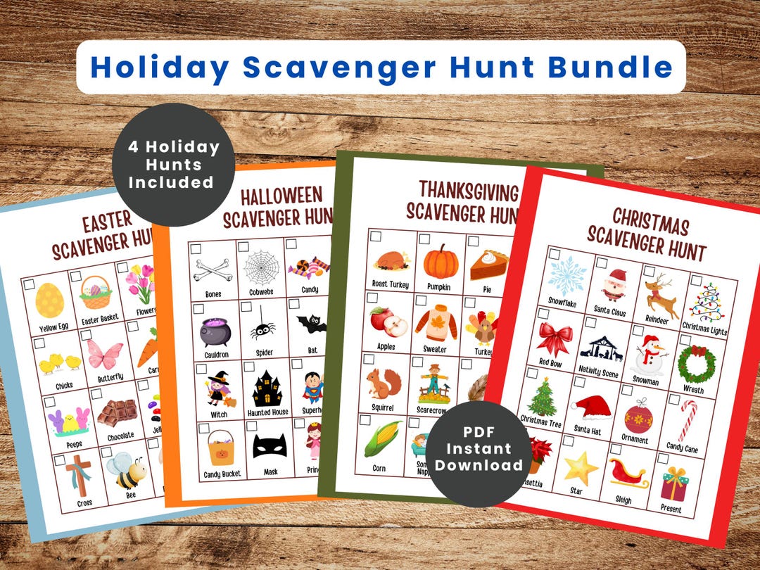 HOLIDAY SCAVENGER HUNT for Kids Bundle | Christmas Scavenger Hunt ...