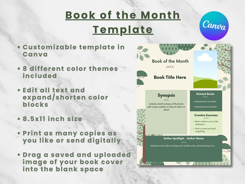 BOOK of the MONTH TEMPLATE | Book Club Meeting | Book Discussion ...