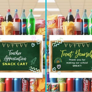 Teacher Snack Cart Signs Bundle | Teacher Appreciation | Teacher Snacks ...