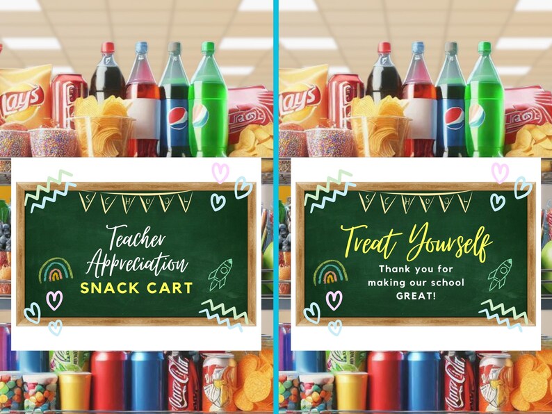 Teacher Snack Cart Signs Bundle Teacher Appreciation Teacher Snacks PTO ...