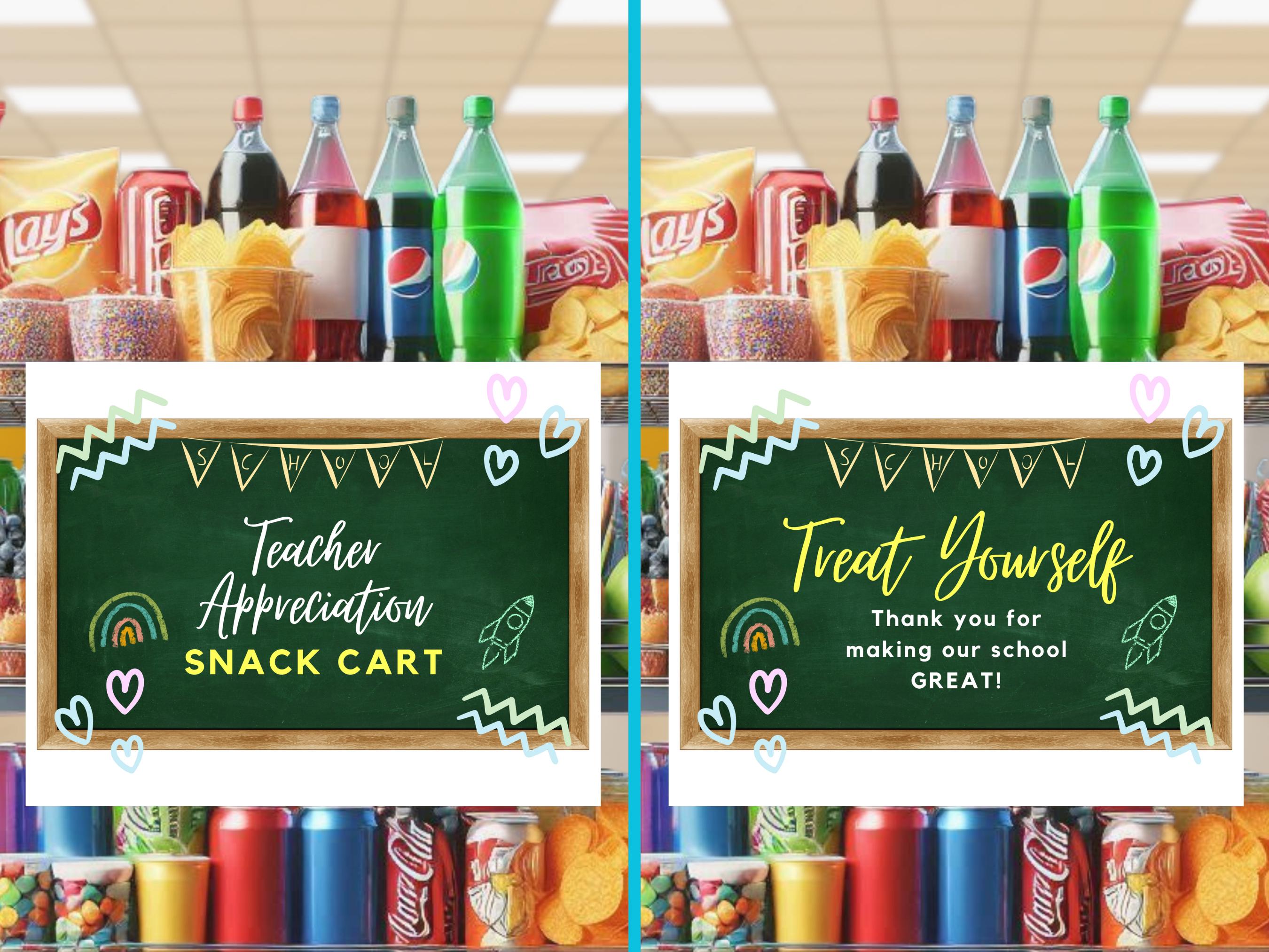 Teacher Snack Cart Signs Bundle | Teacher Appreciation | Teacher Snacks ...