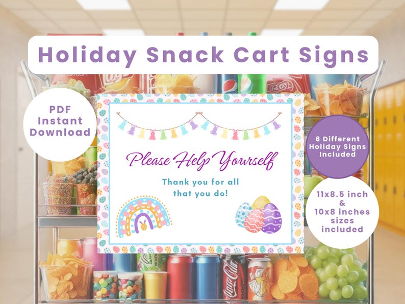 HOLIDAY Snack Cart Signs Bundle | Teacher Snack Appreciation | Employee ...