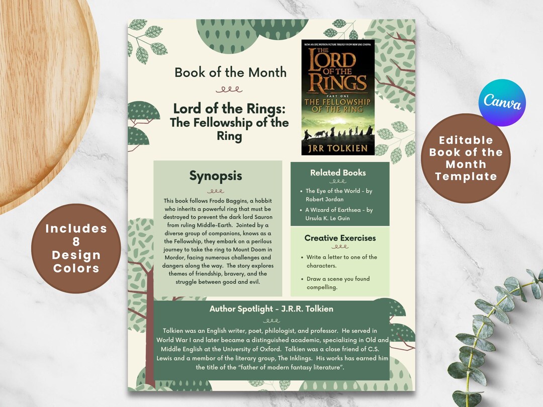BOOK of the MONTH TEMPLATE | Book Club Meeting | Book Discussion ...