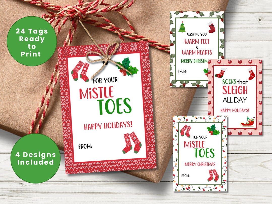 CHRISTMAS SOCK Gift Tags PDF Holiday Sock Gift Tag Fuzzy Cozy Socks ...