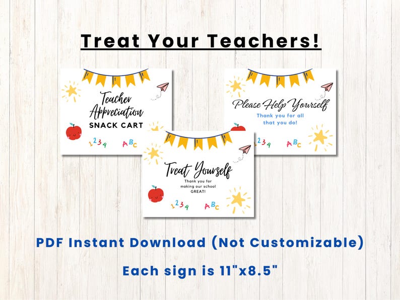 Teacher Snack Cart Signs Bundle | Teacher Appreciation | Teacher Snacks ...
