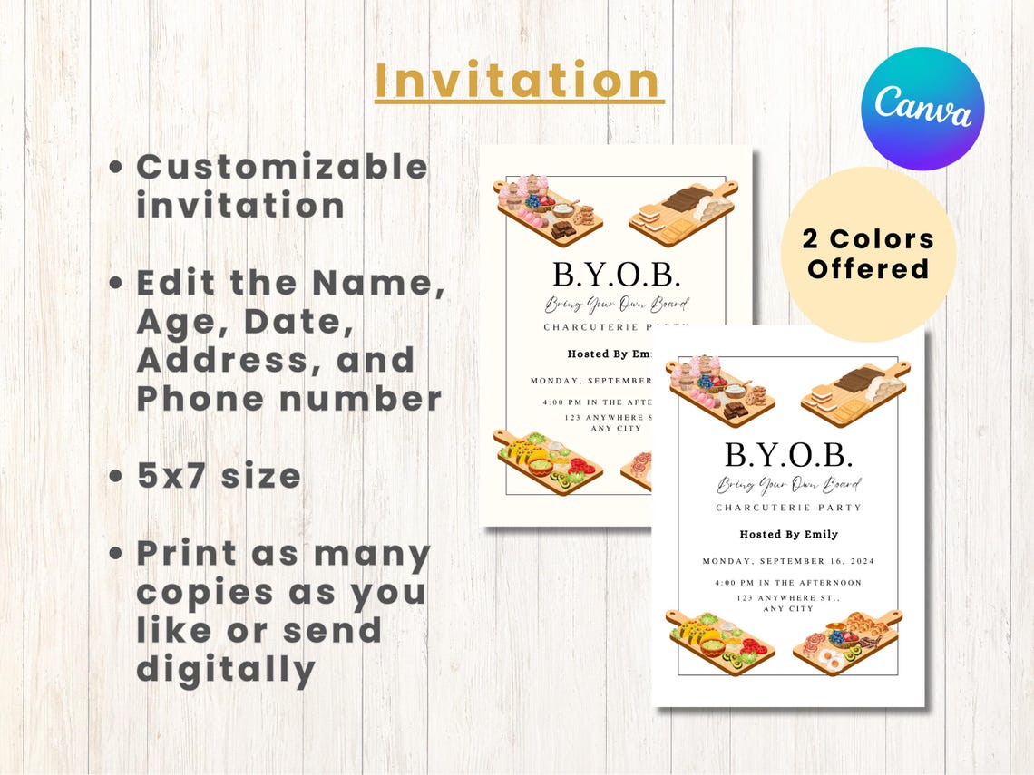 BOARD PARTY Invitation | Charcuterie Invites | Board Party | Editable ...