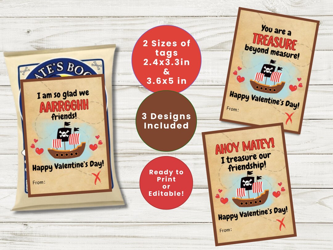 VALENTINE'S PIRATE SNACK Tags | Printable Pirate Booty Valentine's Tags ...