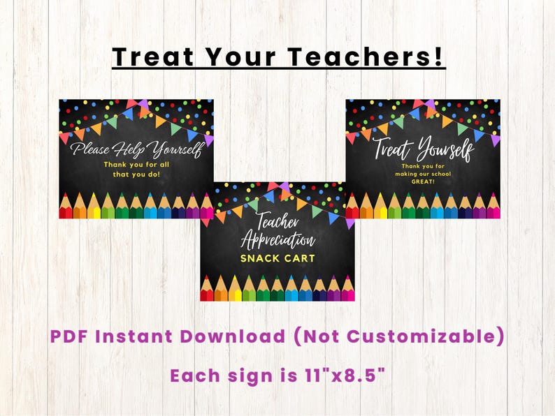 Teacher Snack Cart Signs Bundle | Teacher Appreciation | Teacher Snacks ...