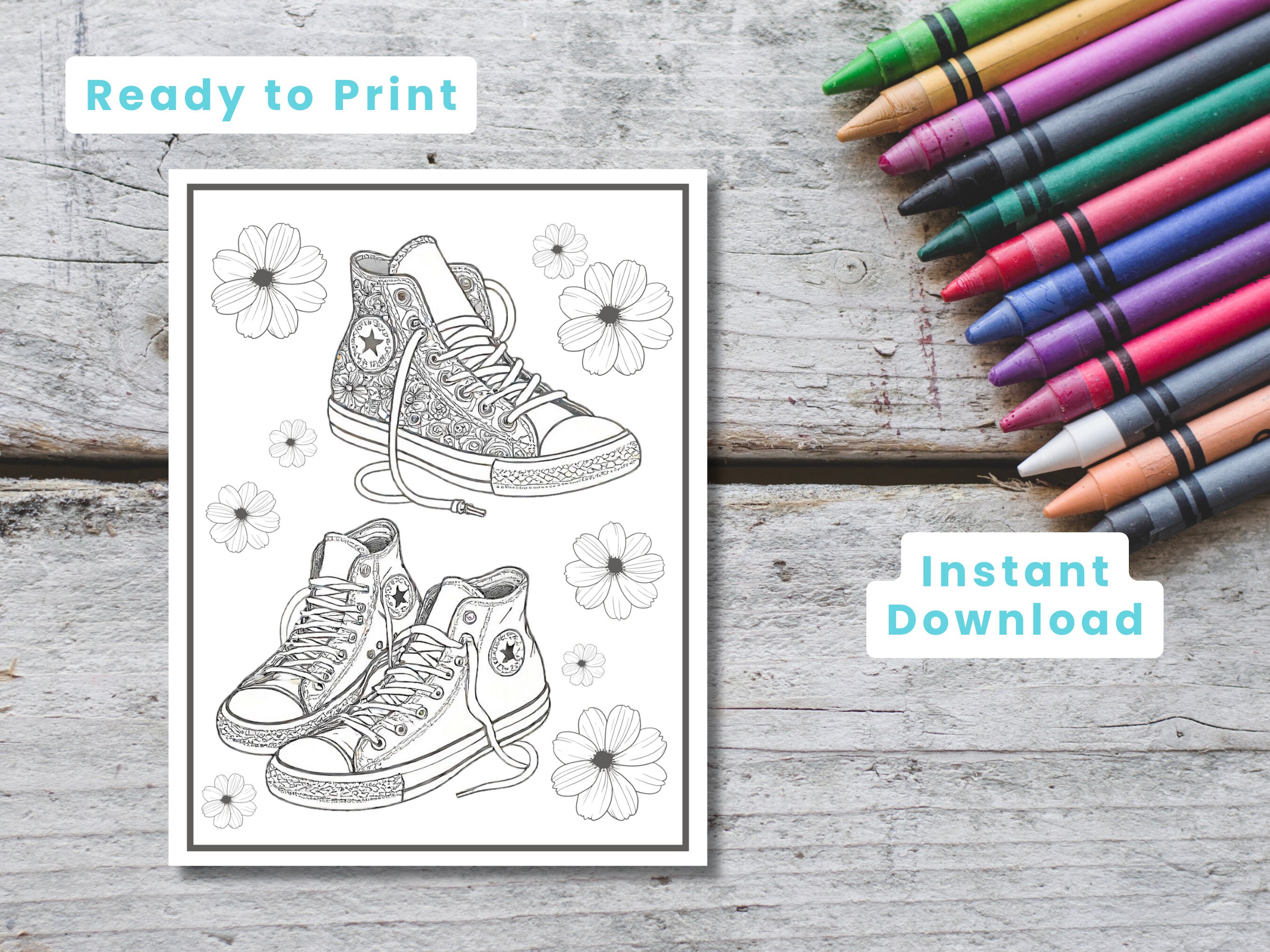 12 ICONIC SHOES Coloring Book Coloring Pages Shoes Coloring Pages Adult ...