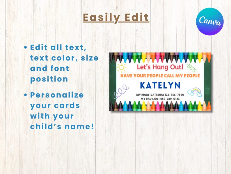 KIDS CONTACT CARDS | Boys Play Date Cards | Fun Playdate Calling Cards ...