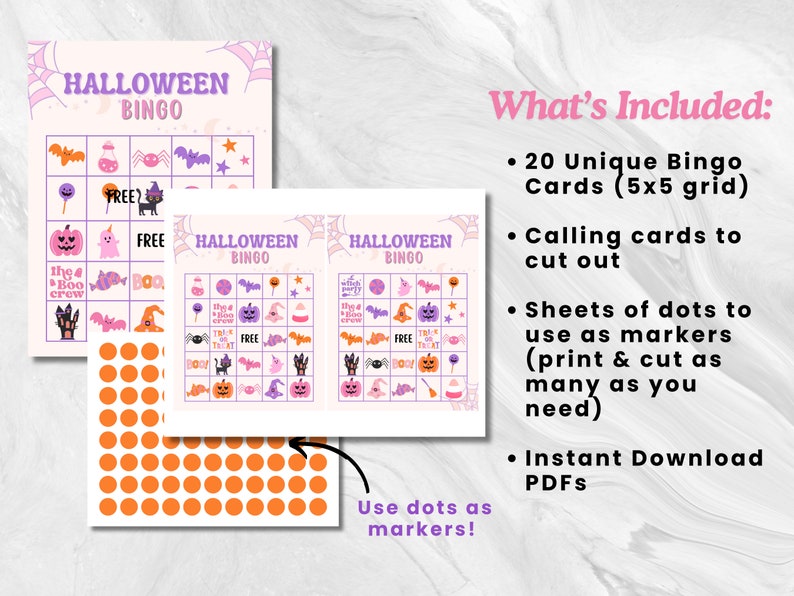 PINK HALLOWEEN BINGO | Bingo Party Game | Cute Printable | Pink ...