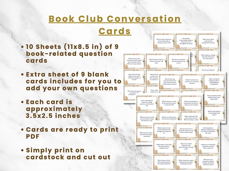 90 BOOK CLUB CONVERSATION Cards | Bookclub Ice Breaker Questions | Book ...