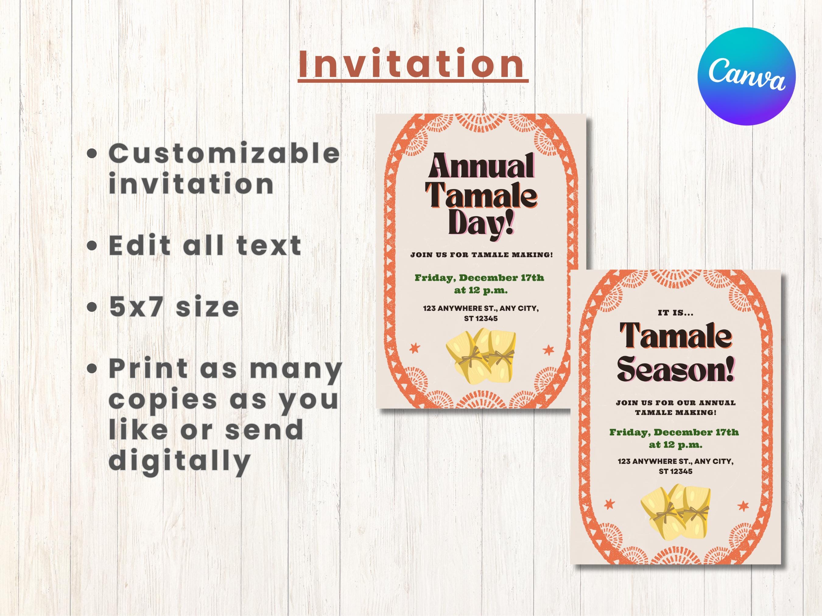 TAMALE MAKING INVITATION | Tamale Party Invitation | Tamale Season ...