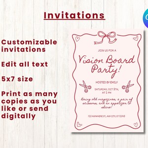 VISION BOARD PARTY Invitation | Dream Vision Board Invites | Vision ...