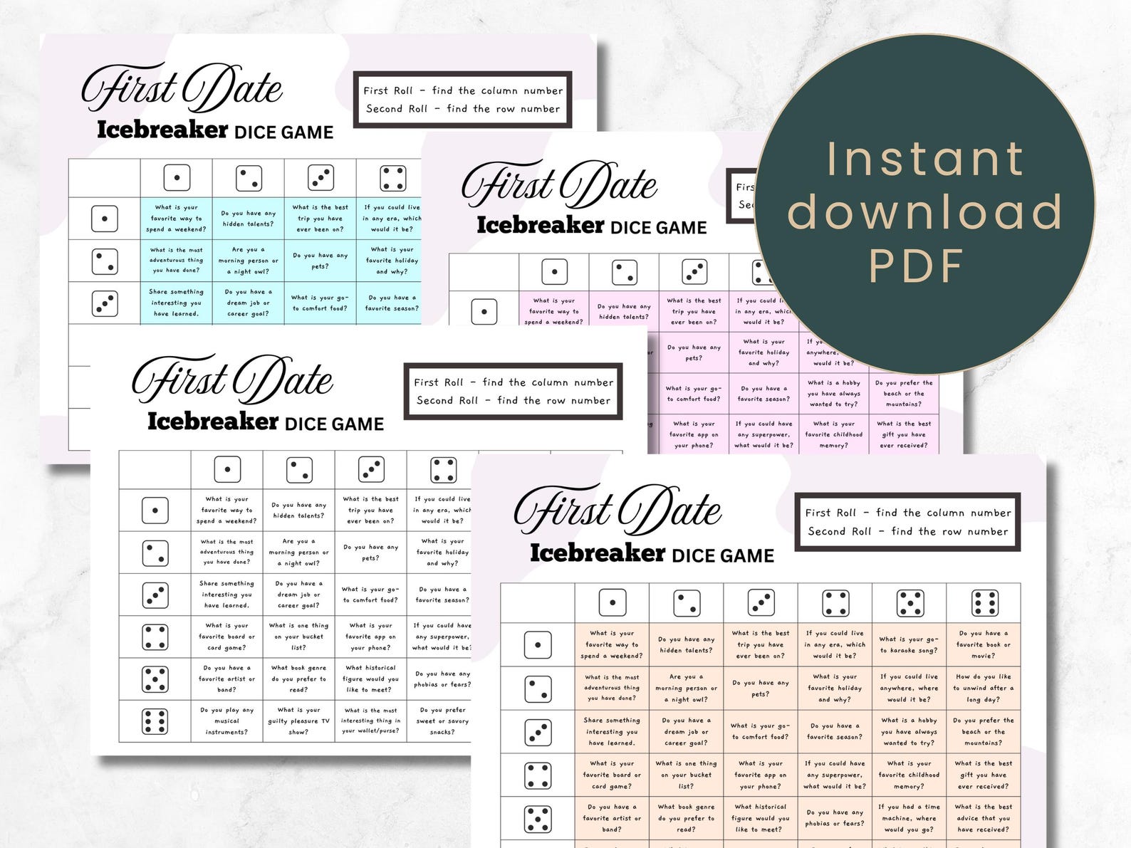 FIRST DATE DICE Icebreaker Game | Getting to Know You | Dating Game ...