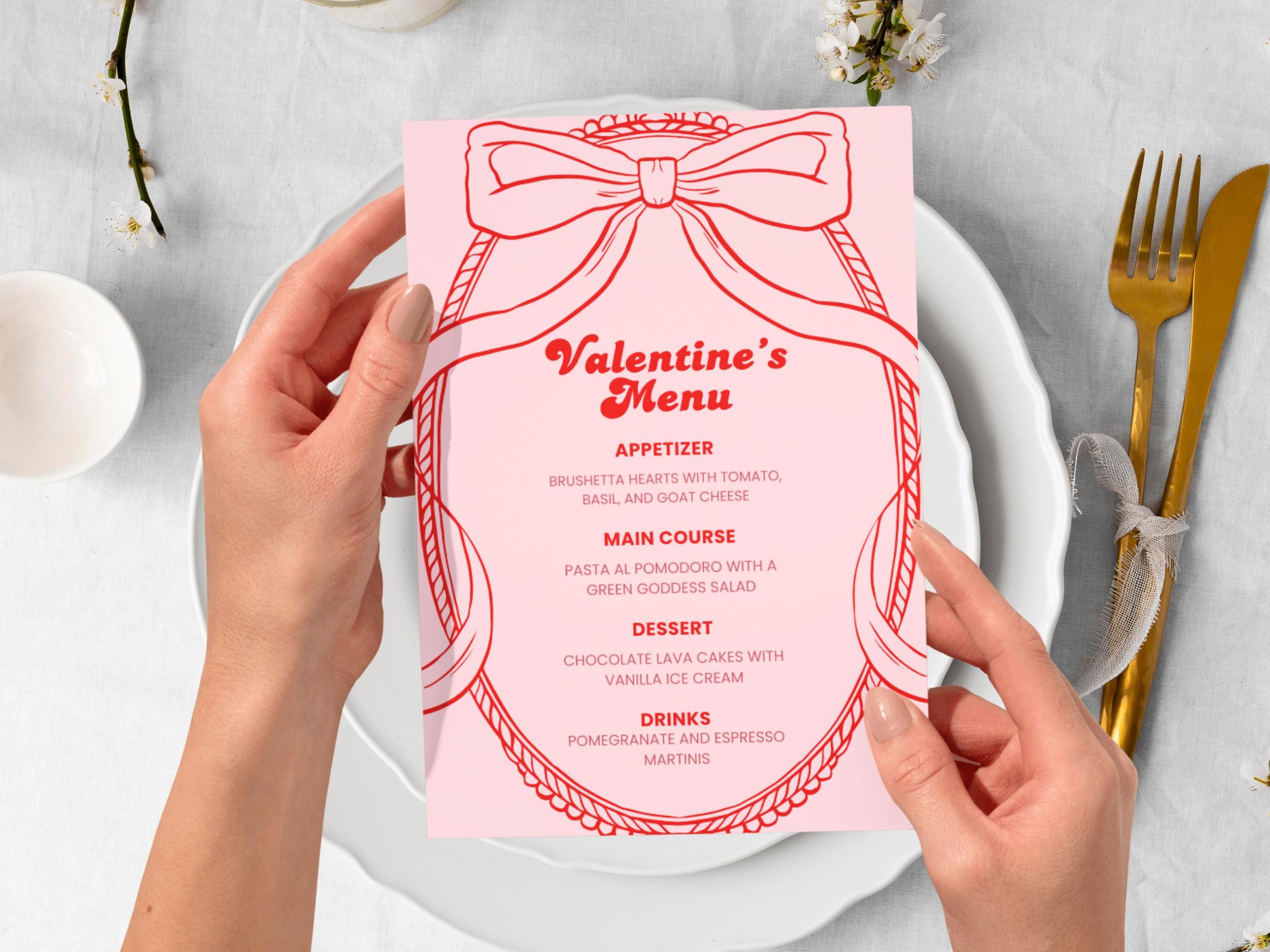VALENTINE'S DAY MENU | Galentines Party Menu | Valentine's Party ...