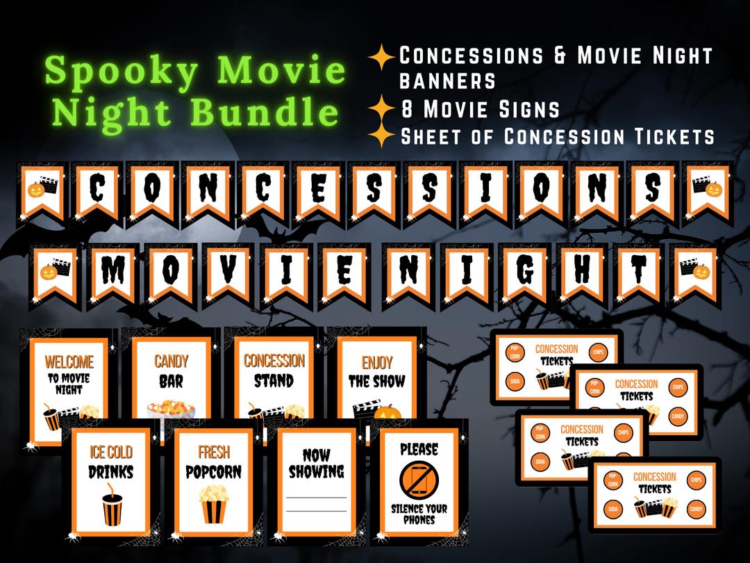 HALLOWEEN MOVIE NIGHT Party Bundle | Concessions | Spooky Movie Tickets ...