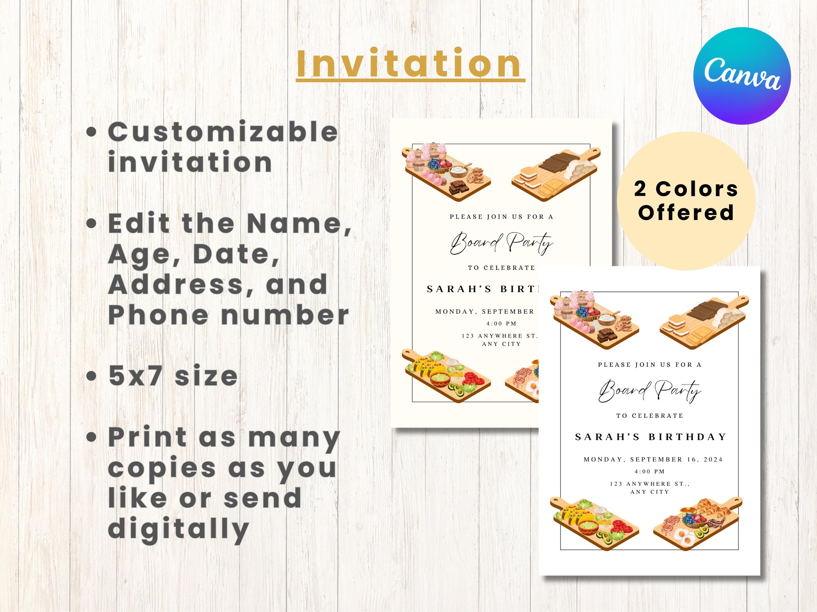 BOARD PARTY BIRTHDAY Invitation | Charcuterie Invites | Board Party ...
