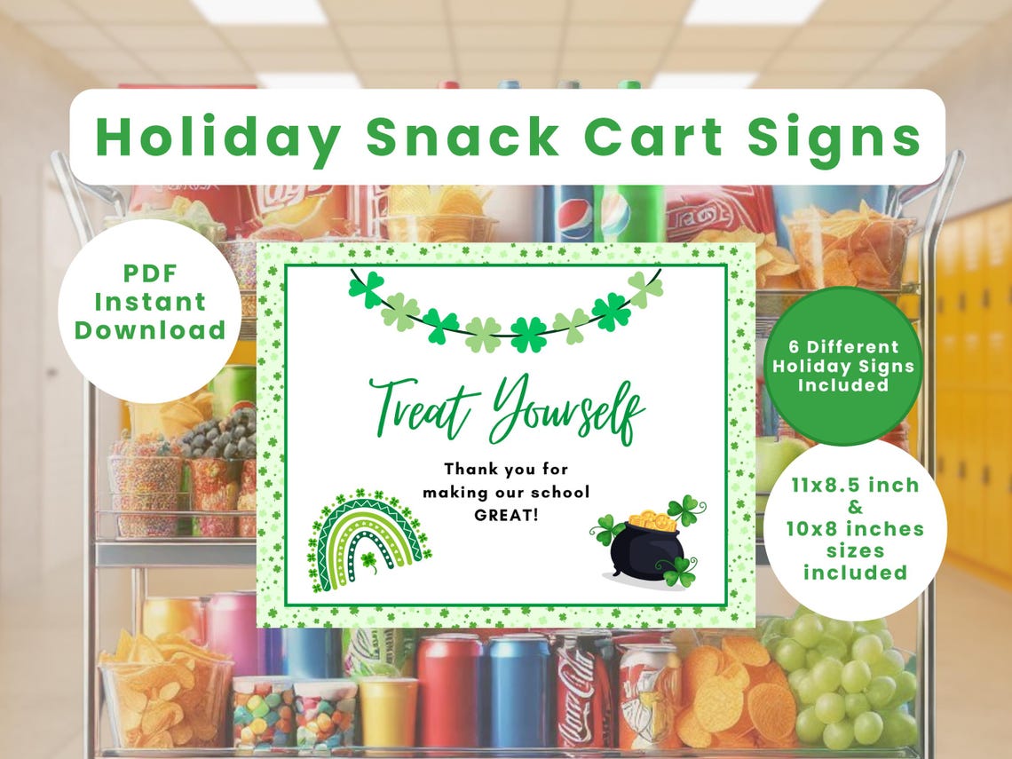 HOLIDAY Teacher Snack Cart Signs Bundle | Teacher Snack Appreciation ...