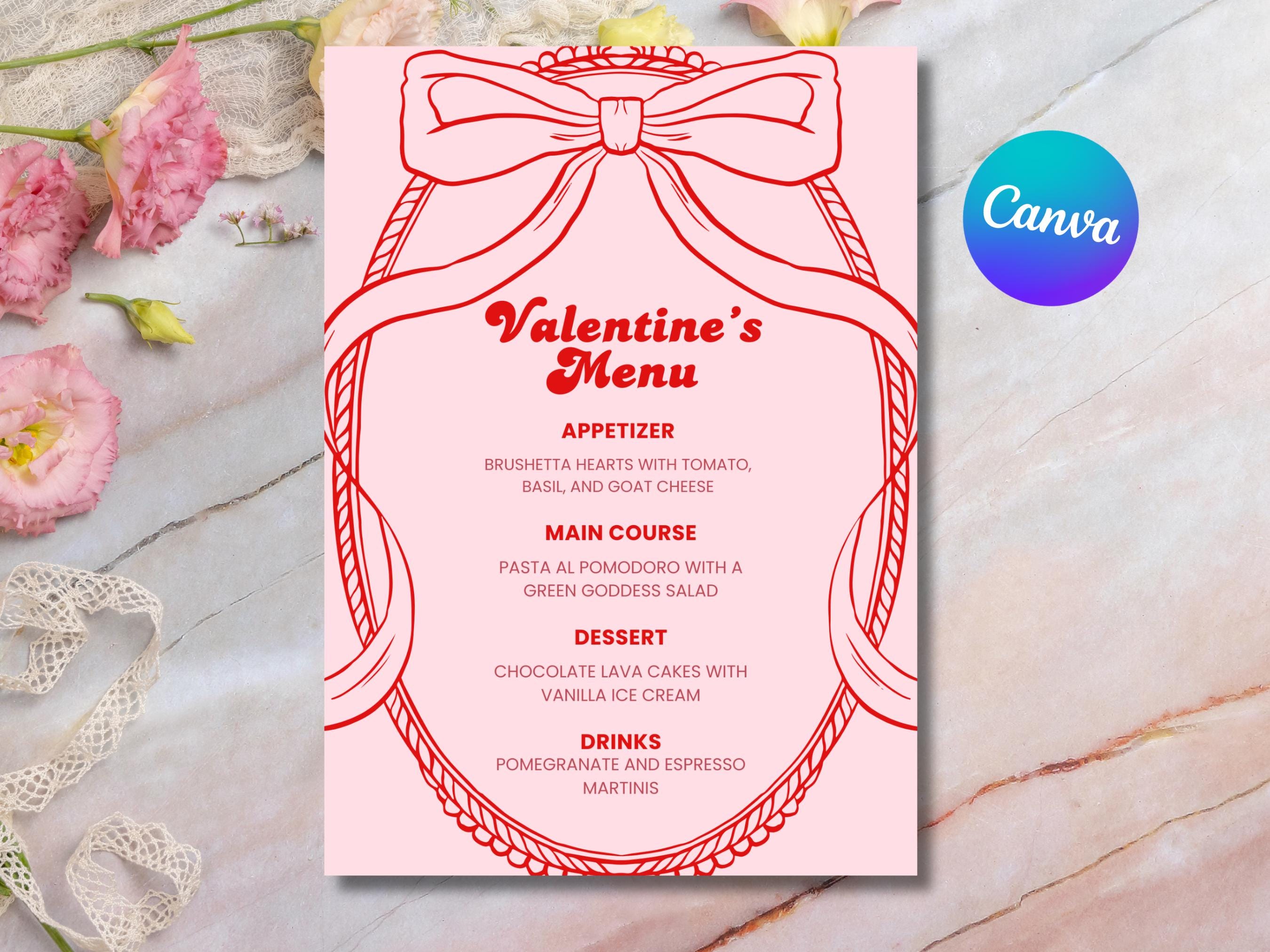 VALENTINE'S DAY MENU | Galentines Party Menu | Valentine's Party ...