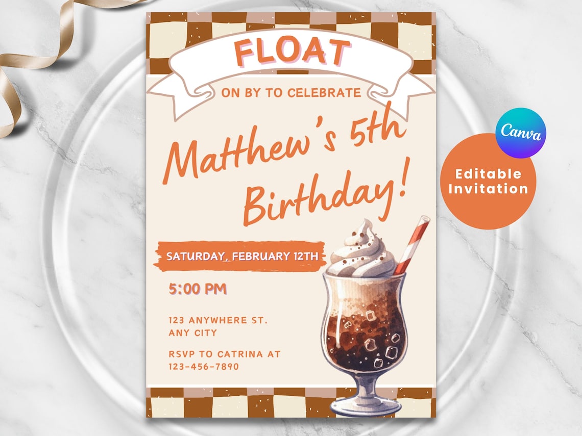 ROOT BEER FLOAT Party Invitation | Kids Rootbeer Birthday Invite | Soda ...