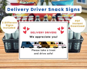 DELIVERY DRIVER Thank You SNACK Signs Bundle | Delivery Snack Cart ...