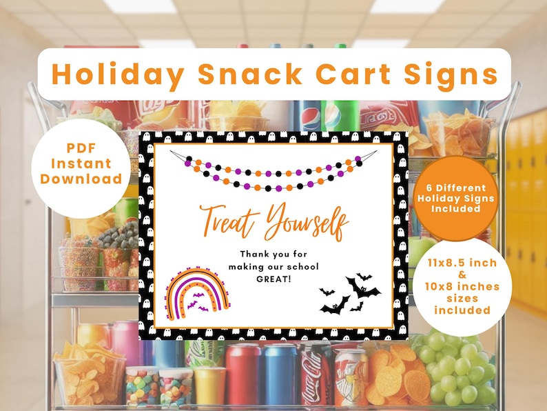 HOLIDAY Teacher Snack Cart Signs Bundle | Teacher Snack Appreciation ...