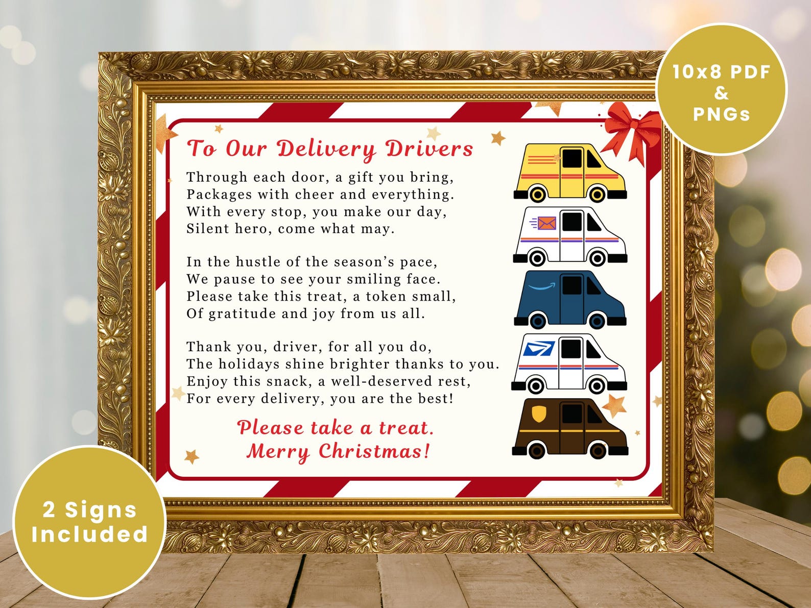 Christmas DELIVERY DRIVER Thank You Snack Signs Bundle Delivery Snack ...