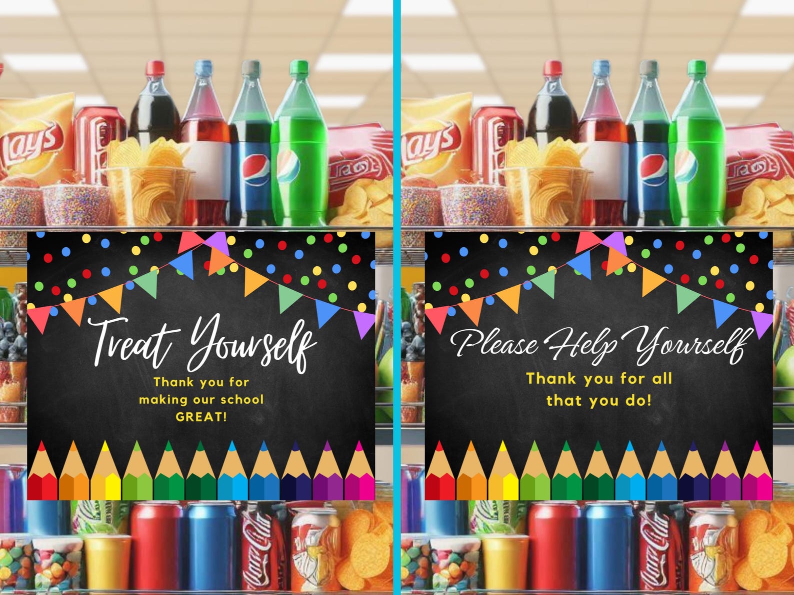 Teacher Snack Cart Signs Bundle | Teacher Appreciation | Teacher Snacks ...