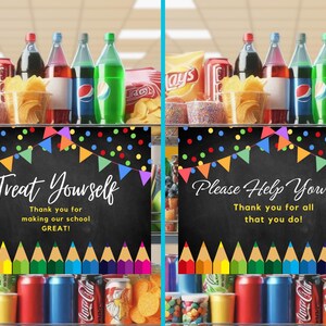 Teacher Snack Cart Signs Bundle | Teacher Appreciation | Teacher Snacks ...