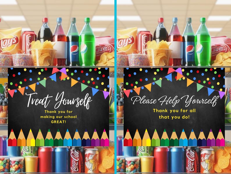Teacher Snack Cart Signs Bundle | Teacher Appreciation | Teacher Snacks ...