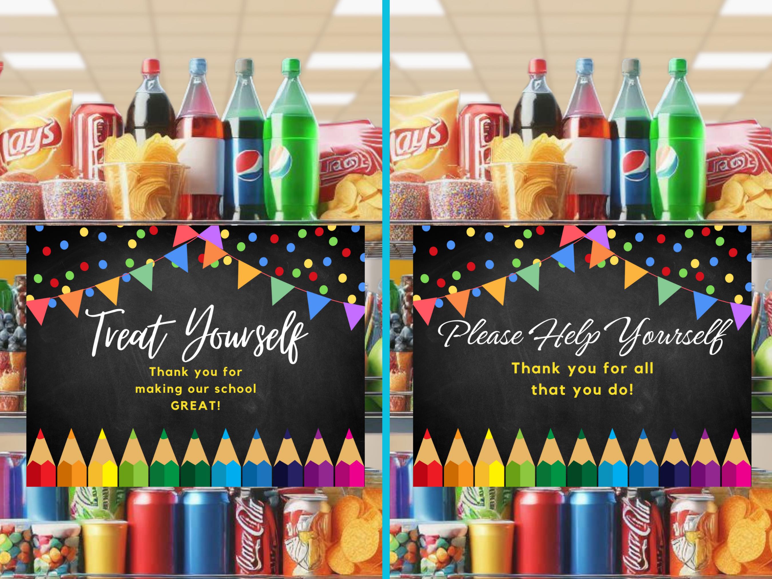 Teacher Snack Cart Signs Bundle | Teacher Appreciation | Teacher Snacks ...